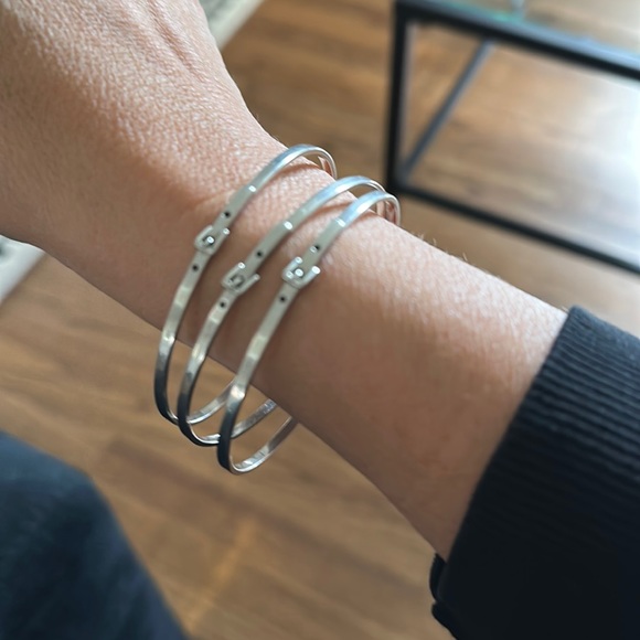 Michael Kors | Jewelry | Michael Kors Silver Bangle Trio With A Tiny ...